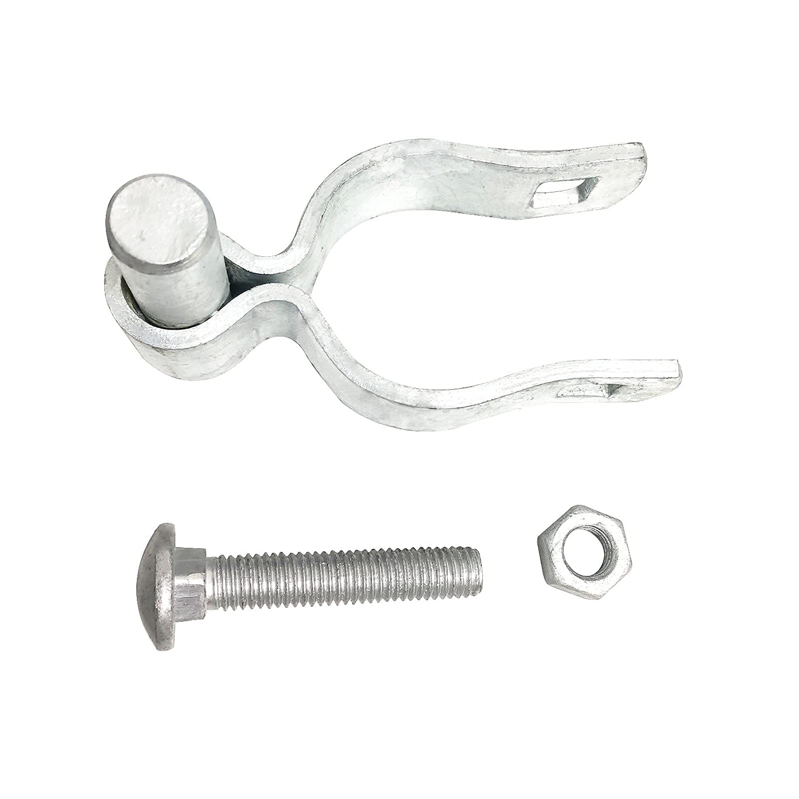 2 Pack Chain Link Fence Gate Post Hinge - Use for Outside Diameter Post/Pipe - Galvanized Chain Link Post Gate Hinge - Nut/Bolt Included (1-5/8 Inch)