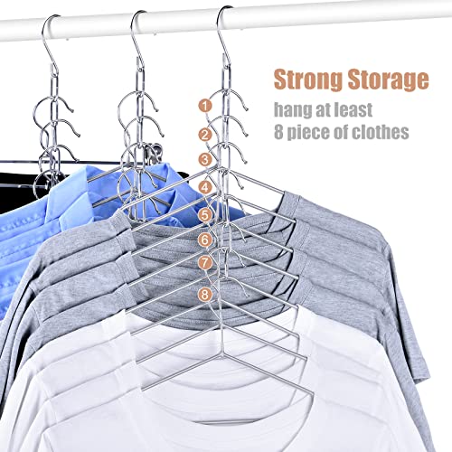 DTICON Hangers Space Saving, Metal Chain Clothes Hanger Organizer with 8 Slots, Magic Foldable Multiple Hangers in One, Collapsible Vertical Space Saver Hangers for Closet Organizer (Pack of 6)