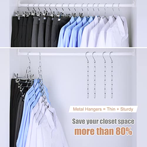 DTICON Hangers Space Saving, Metal Chain Clothes Hanger Organizer with 8 Slots, Magic Foldable Multiple Hangers in One, Collapsible Vertical Space Saver Hangers for Closet Organizer (Pack of 6)