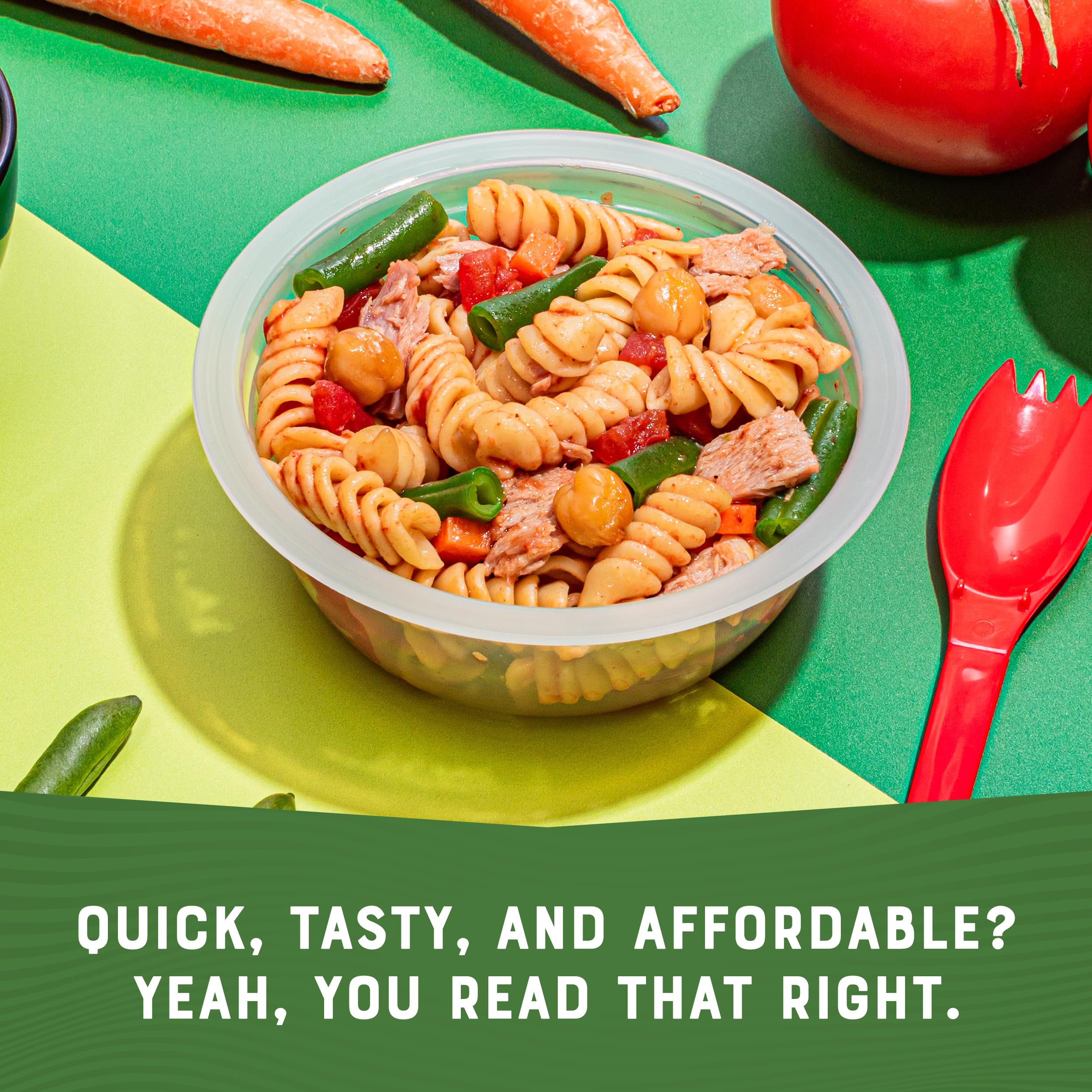 Bumble Bee Quick Catch Mediterranean Pasta, Wild Caught Tuna and Pasta Bowl, 6 oz (Pack of 6) - Ready to Enjoy, Spork Included - 14g Protein per Serving - No Artificial Flavors - Good Source of Fiber