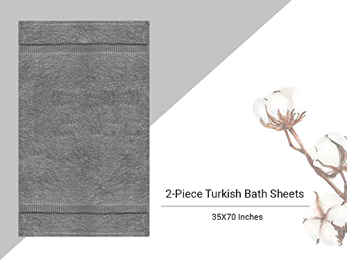 Towel Bazaar Premium Turkish Cotton Super Soft and Absorbent Towels (2-Piece Bath Sheet Towel, Gray)