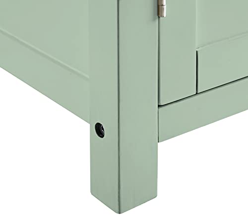 Crosley Furniture Savannah Wood Top Drop Leaf Rolling Kitchen Island Cart with Spice Rack and Shelves, Mint