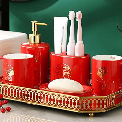 CZDYUF Toothbrush Set Couple Home Bathroom Mouthwash Cup Newly Married Bathroom Wash Set Ceramic