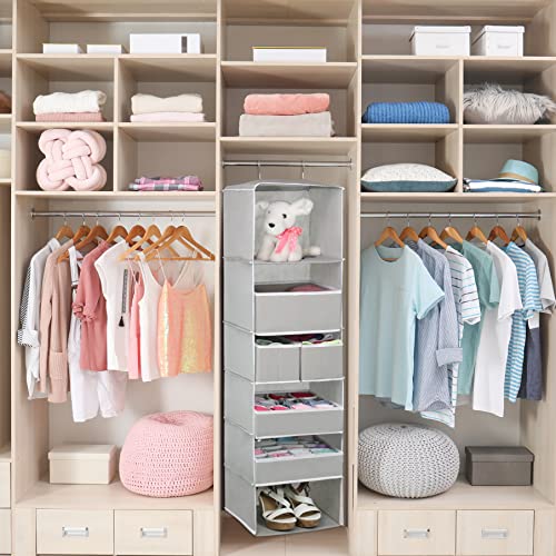 Simple Houseware 6 Shelves Hanging Organizer with Drawers, Grey