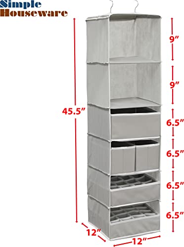Simple Houseware 6 Shelves Hanging Organizer with Drawers, Grey