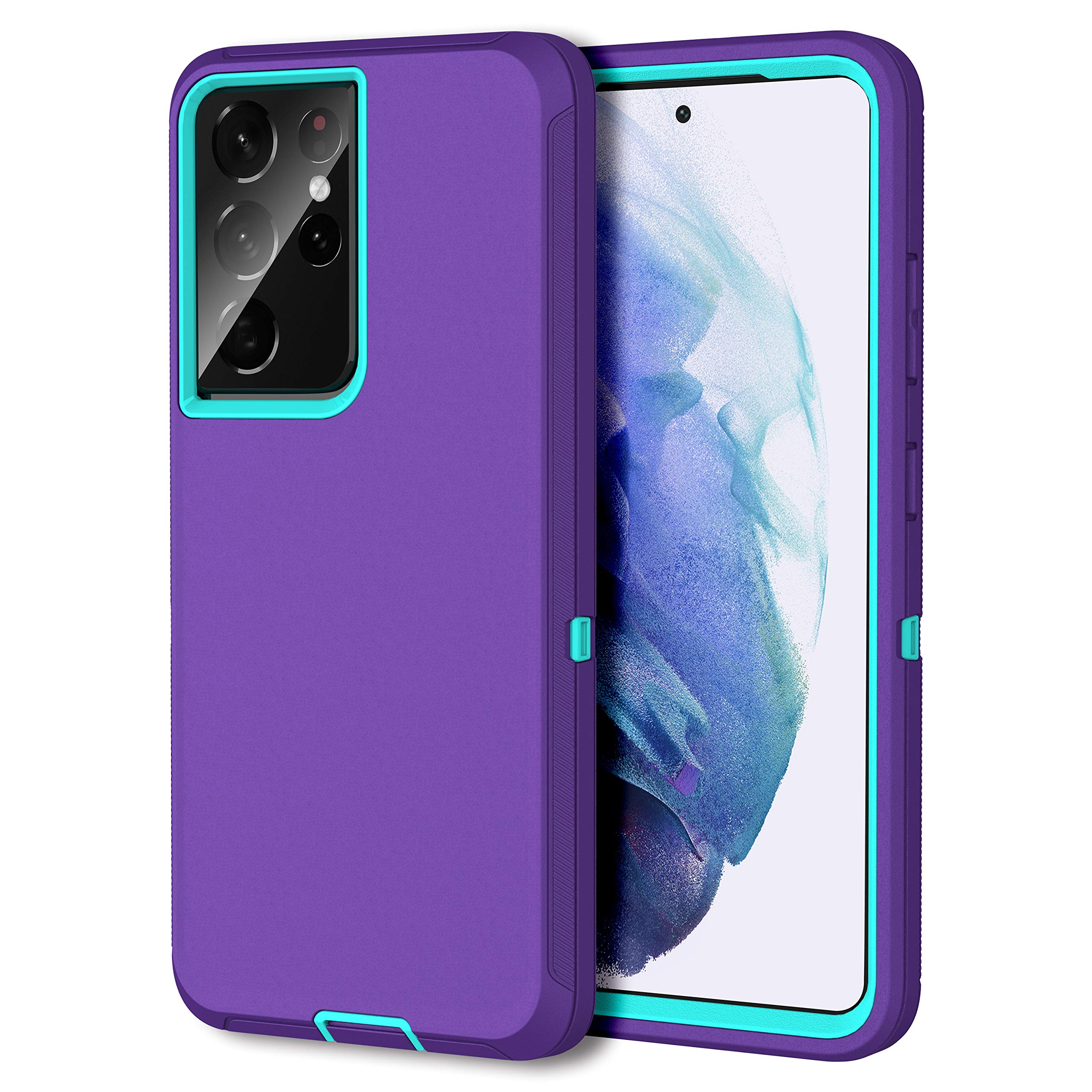 MXX Case Compatible with Galaxy S21 Ultra Case, 3-Layer Super Full Heavy Duty Body Bumper Cover/Shock Protection/Dust Proof, Designed for Samsung Galaxy S21 Ultra 5G 6.8 Inch 2021 (Purple)