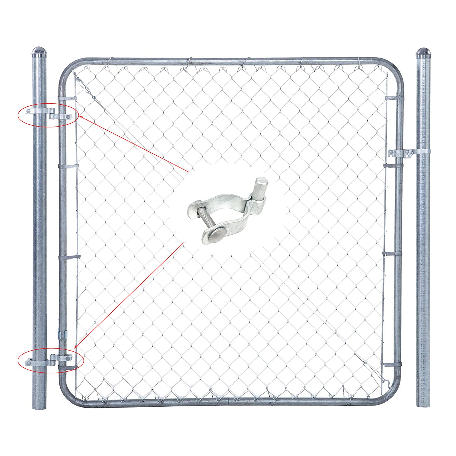 2 Pack Chain Link Fence Gate Post Hinge - Use for Outside Diameter Post/Pipe - Galvanized Chain Link Post Gate Hinge - Nut/Bolt Included (1-7/8 Inch)