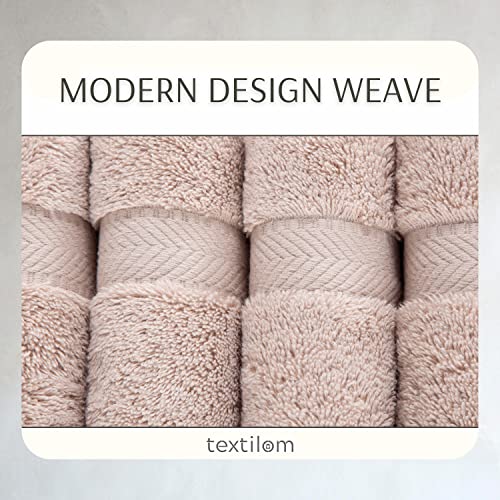 TEXTILOM 100% Turkish Cotton 6 Pcs Bath Towel Set, Luxury Bath Towels for Bathroom, Soft & Absorbent Bathroom Towels Set (2 Bath Towels, 2 Hand Towels, 2 Washcloths)- Beige