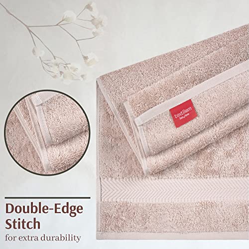 TEXTILOM 100% Turkish Cotton 6 Pcs Bath Towel Set, Luxury Bath Towels for Bathroom, Soft & Absorbent Bathroom Towels Set (2 Bath Towels, 2 Hand Towels, 2 Washcloths)- Beige