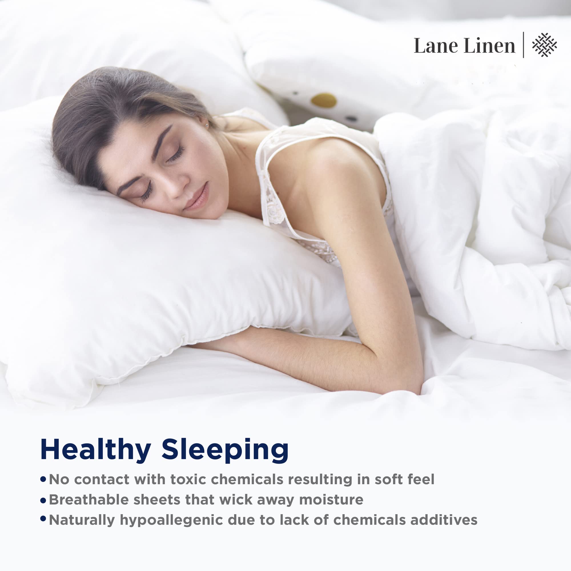 Lane Linen 100% Organic Cotton Pillow Cases Standard Size Set of 2 (20"x26") - Cotton Pillowcases Standard Size - Soft Navy Blue Pillow Cases Set of 2 - Standard Pillowcase Pack of 2 - Navy Blue