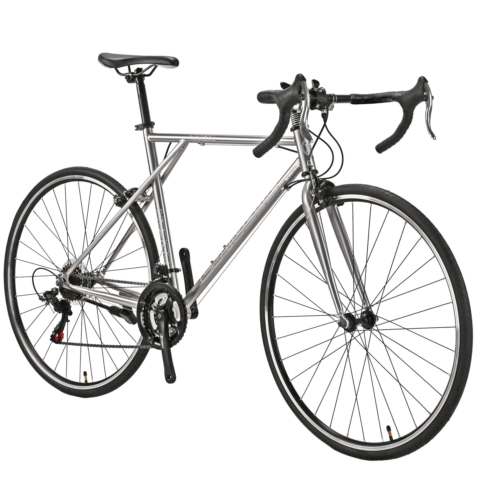 EUROBIKE OBK XC560 Road Bike 700C Wheels 54cm Frame for Men 21 Speed City Commuter Bicycle Complete Racing Bikes (Silver)