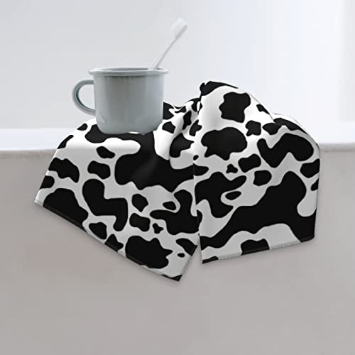 Cafl Black and White Cowhide Texture Hand Towels Cow Print Towels for Bathroom Microfiber Highly Absorbent Face Towels Sport Sweat Towel Gym Yoga Spa Pool 12 x 27.5in