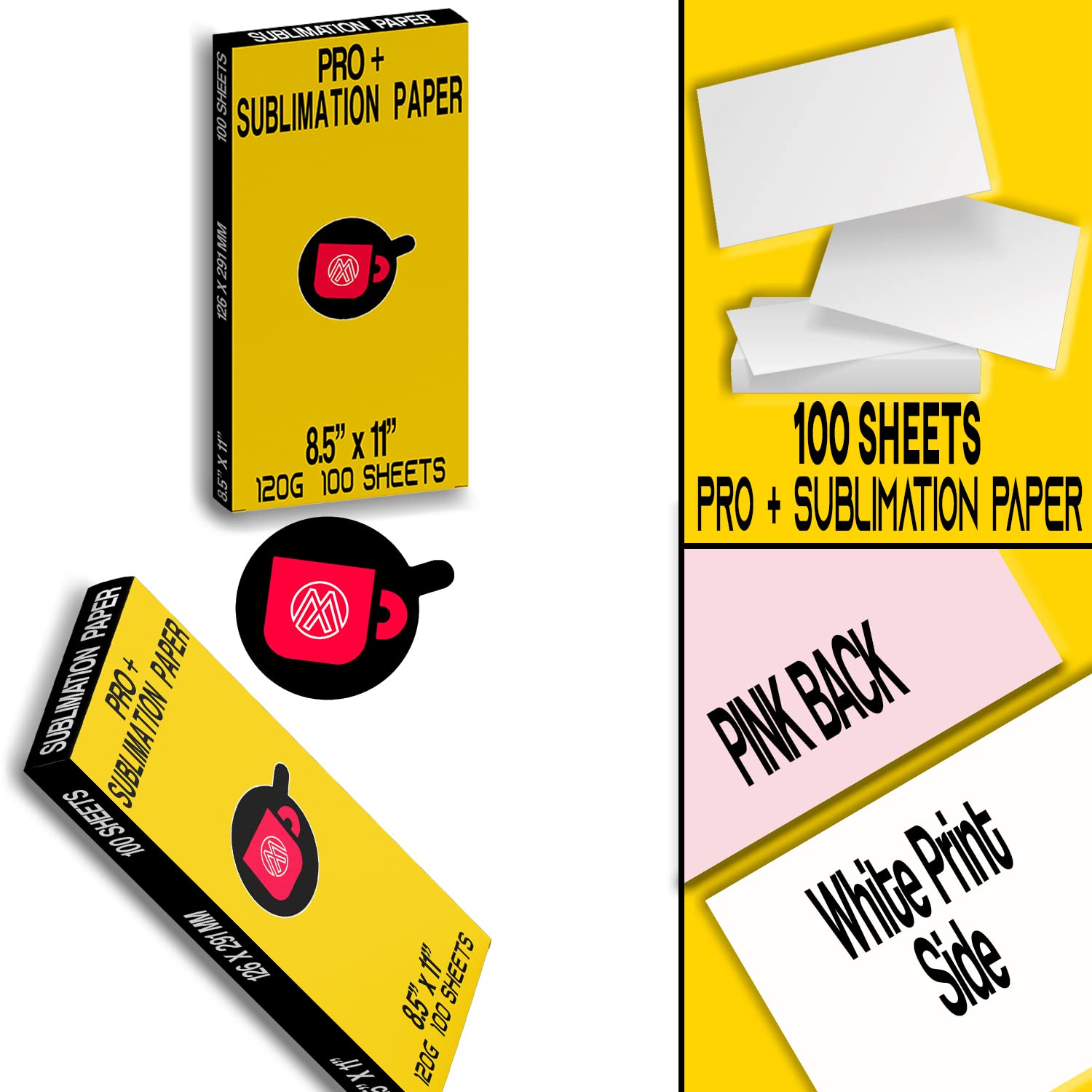 Premium Quality Sublimation Paper - 100 Sheets 8.5 x 11 inches 120gsm Heat Transfer Paper for T-Shirt, Mugs, DIY Projects - Compatible with Any Epson, Sawgrass Inkjet Printer with Sublimation Ink