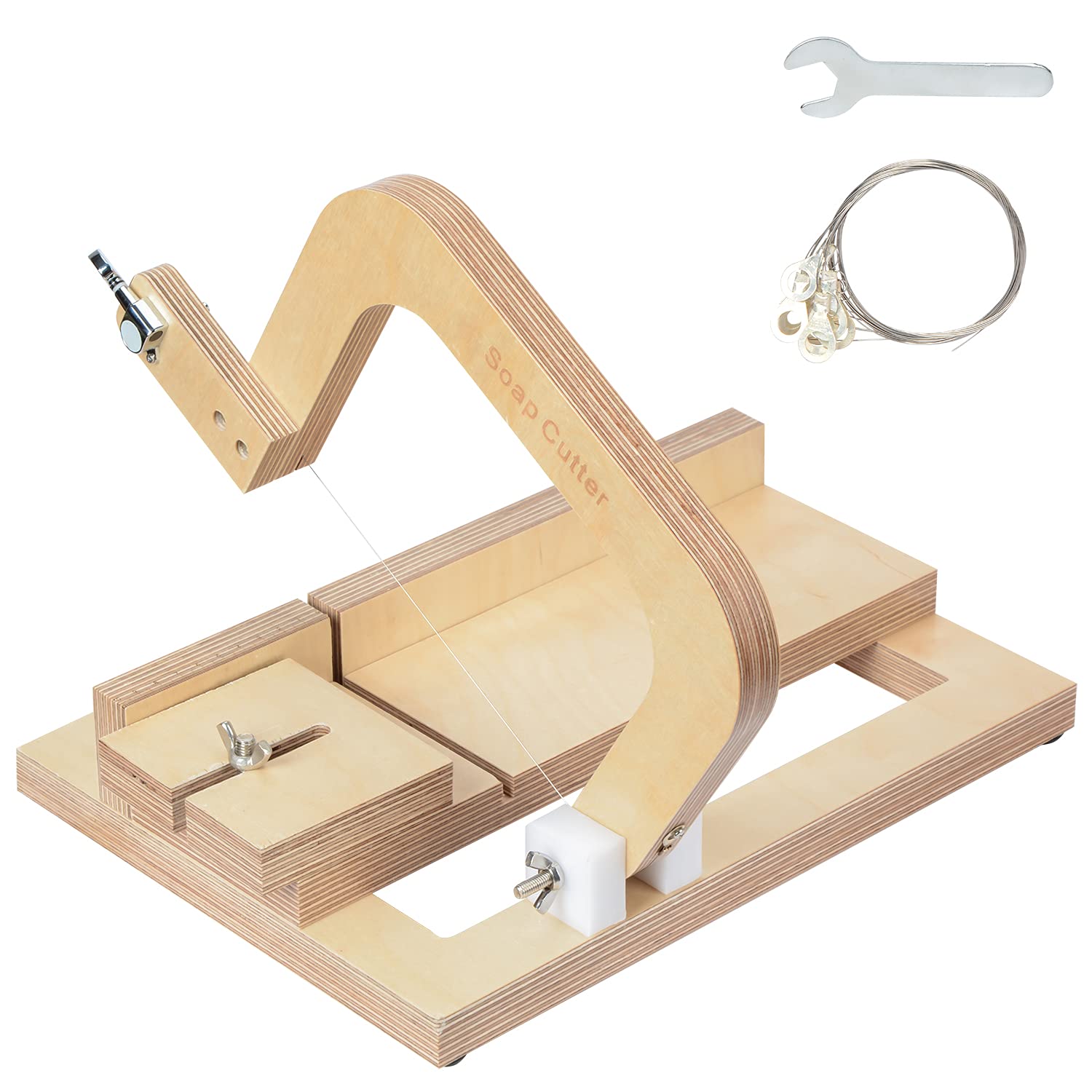 Evinis Wooden Soap Cutter Adjustable Wire Slicer Cutting Tool for Handmade Soap Making Candles Trimming Cheese DIY Cutting Making Tool (Style1) (Z-01)