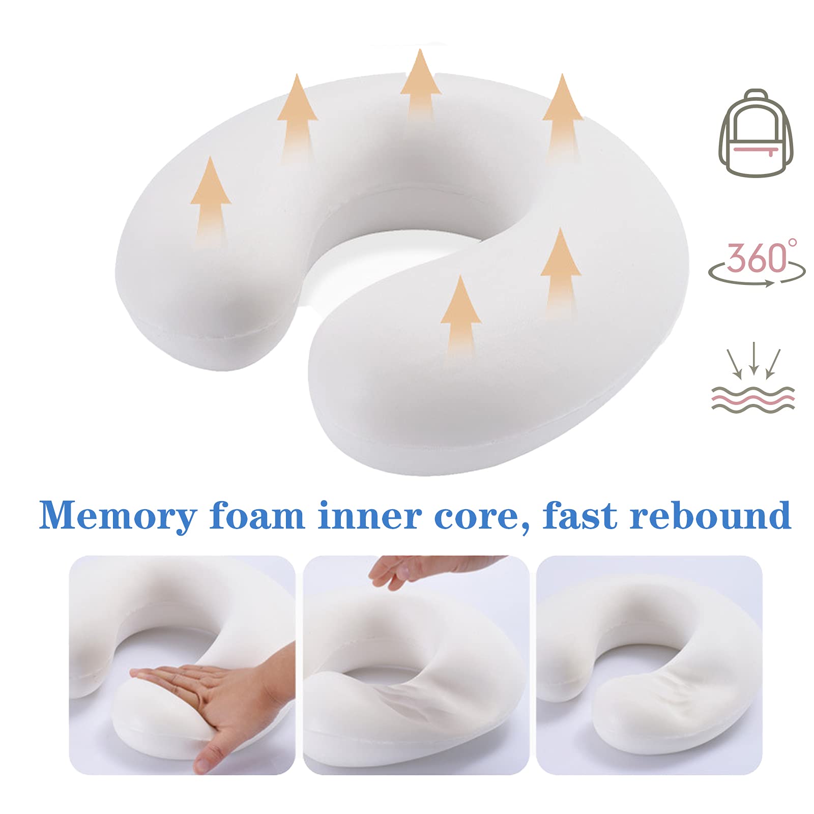 DUANY STORE Neck Pillow for Traveling, Upgraded Travel Neck Pillow for Airplane 100% Pure Memory Foam Travel Pillow for Flight Headrest Sleep, Portable Plane Accessories