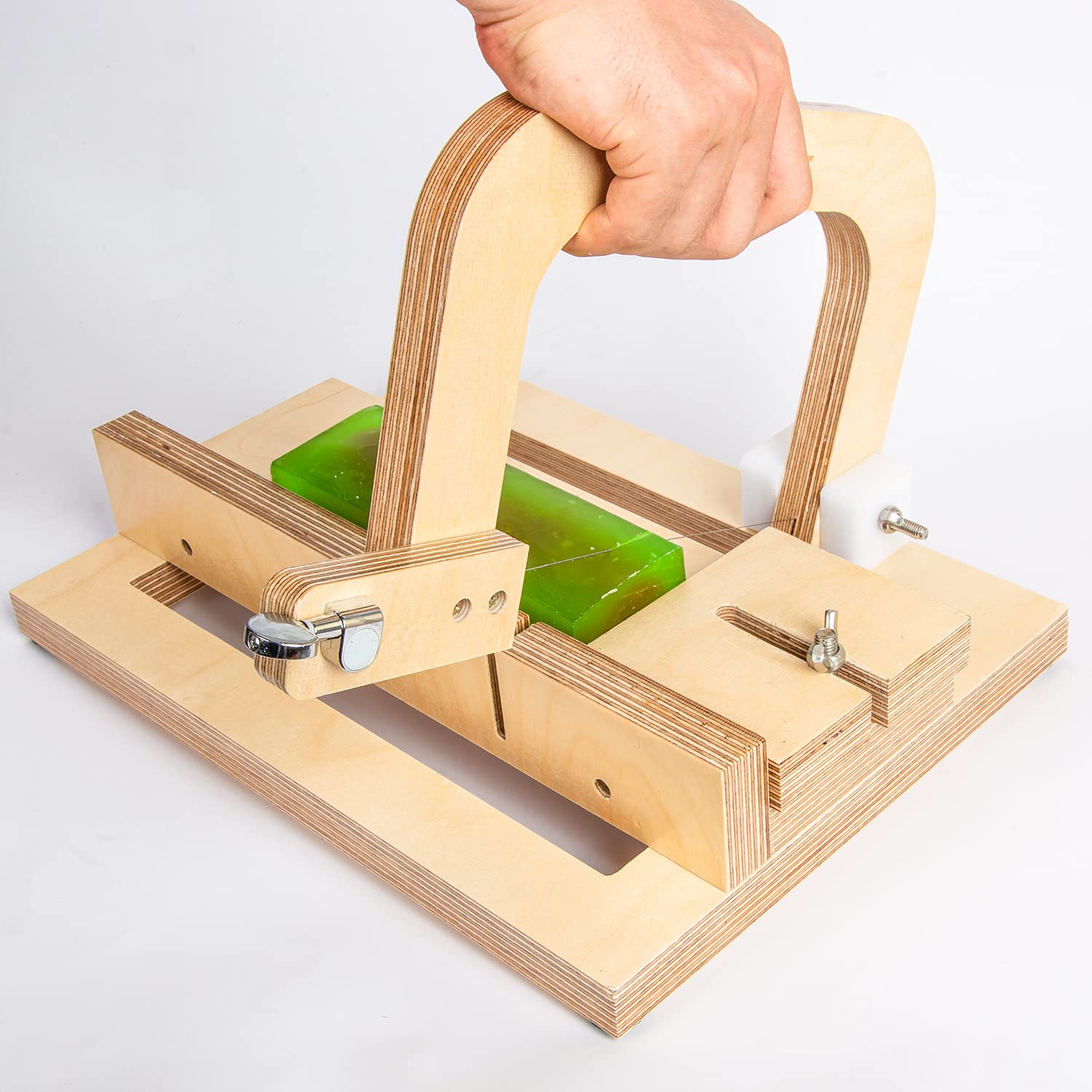 Evinis Wooden Soap Cutter Adjustable Wire Slicer Cutting Tool for Handmade Soap Making Candles Trimming Cheese DIY Cutting Making Tool (Style1) (Z-01)
