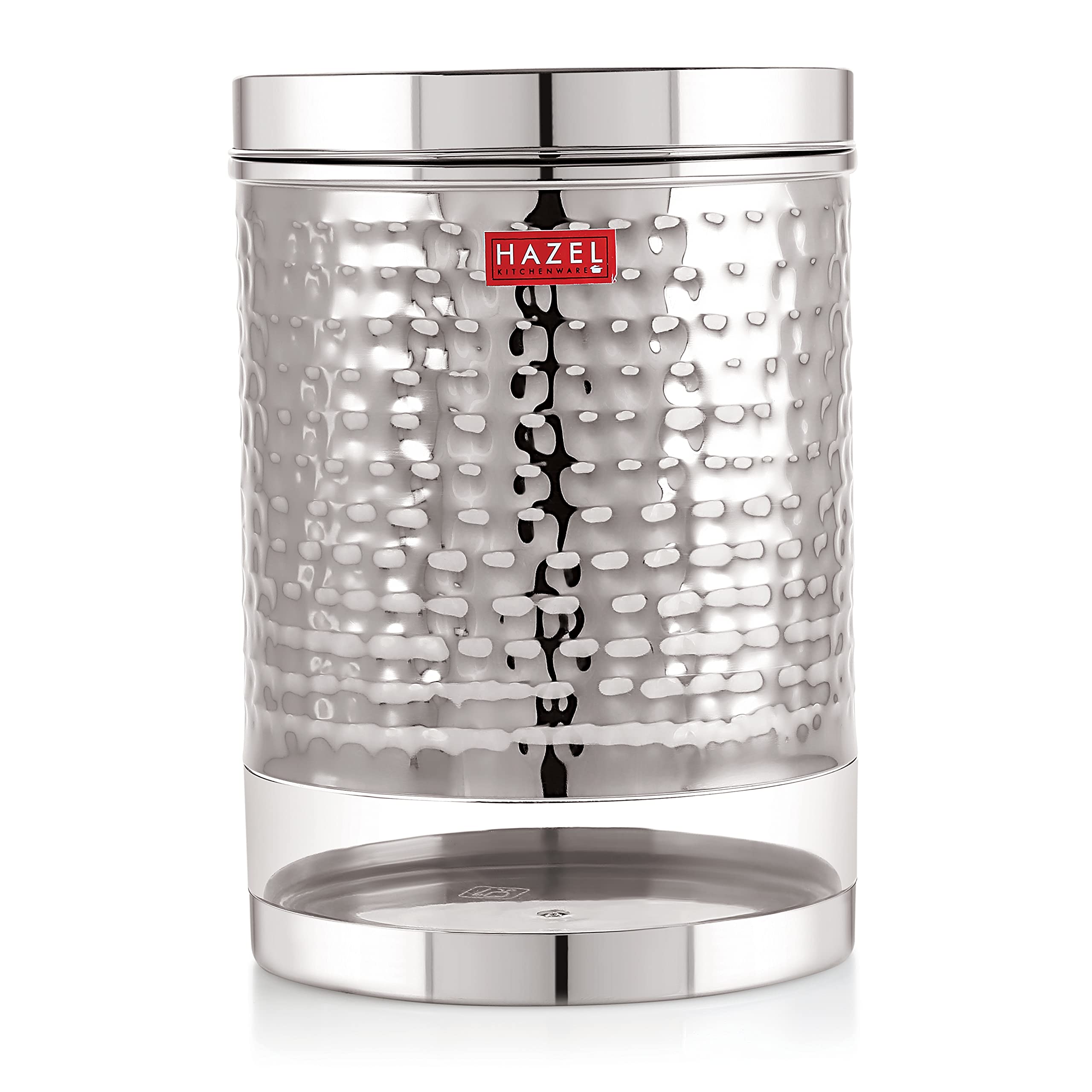 HAZEL Stainless Steel Kitchen Containers I Transparent Kitchen Container Set of 6, 3000 ml Each I Multipurpose Storage Box for kitchen containers set with Glossy Hammered Finish