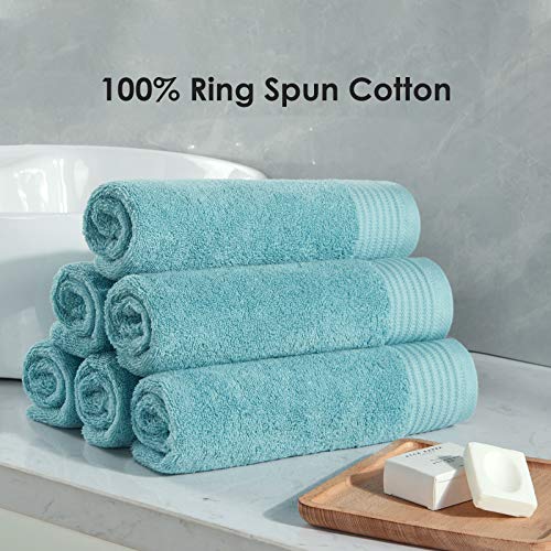 VANZAVANZU Hand Towels for Bathroom, 6 Pack Premium Hand Towels Set, 16×28 Inches Ultra Soft Cotton Highly Absorbent Bathroom Hand Towels Bath Towels (Turquoise)