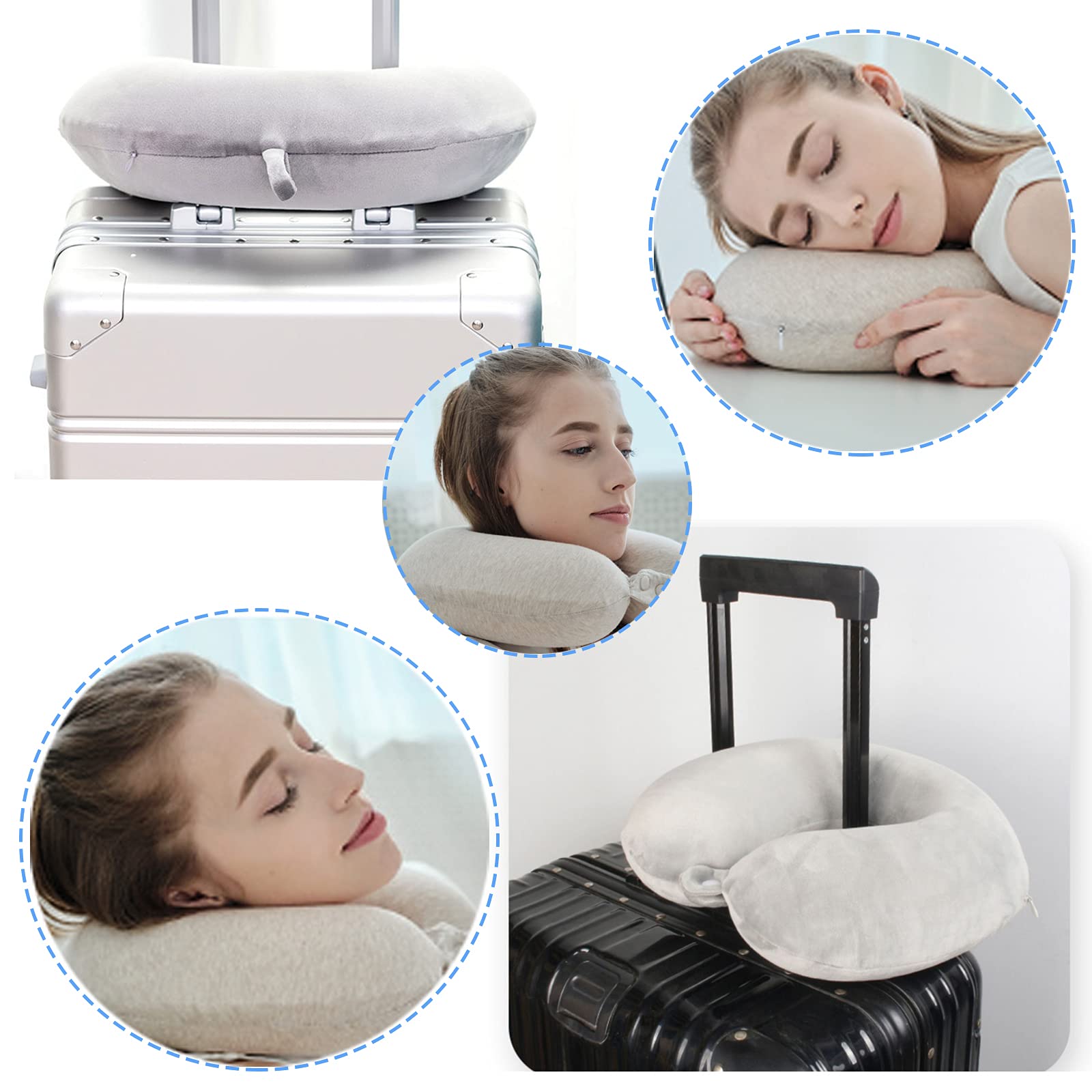 DUANY STORE Neck Pillow for Traveling, Upgraded Travel Neck Pillow for Airplane 100% Pure Memory Foam Travel Pillow for Flight Headrest Sleep, Portable Plane Accessories