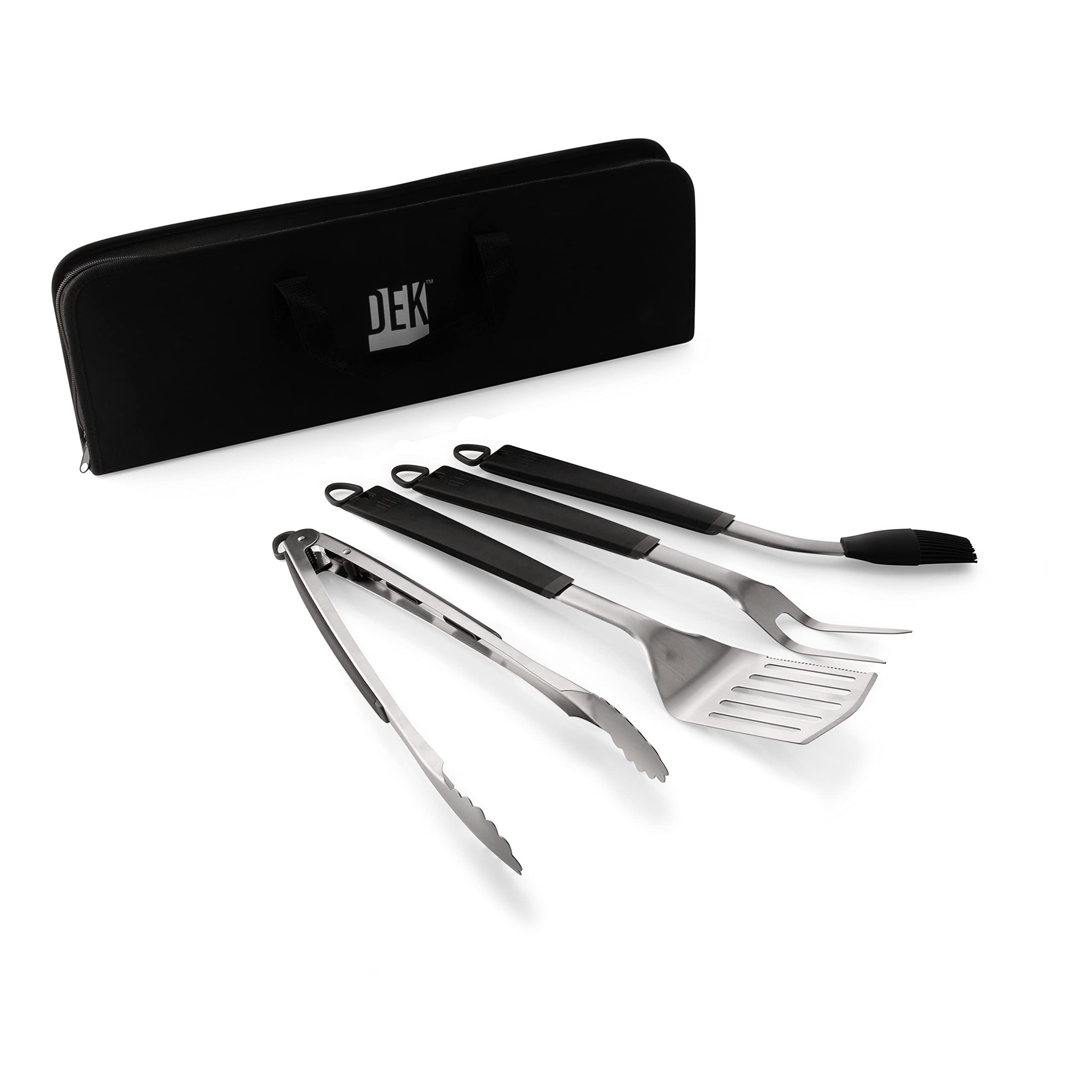 DEK® 4 PC BBQ Tool Set - Heavy Duty Stainless Steel Design with Carry Case