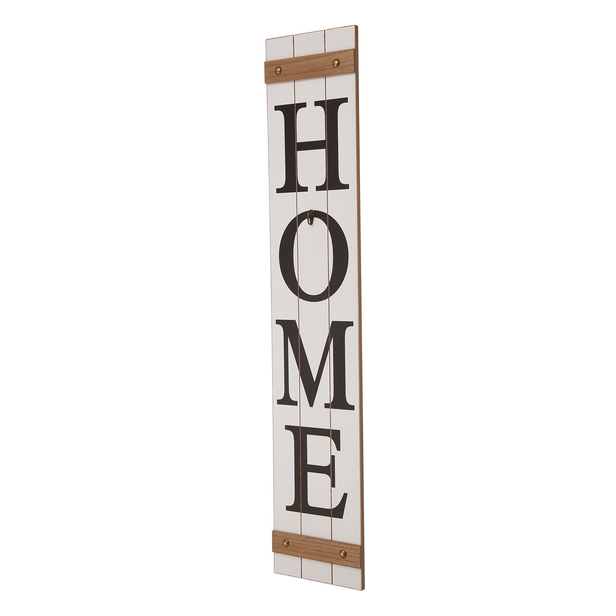 Glitzhome JK44369 Wooden Rustic Farmhouse Wall Hanging Porch Decor with 3 Changeable Floral Wreath, 42”H, Home Welcome Sign for Front Door, Rectangular, White
