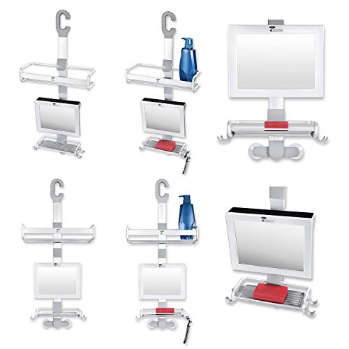ToiletTree Products Rustproof Aluminum Shower and Bath Caddy with Fogless Shower Bathroom Mirror and Squeegee (Mirror with Aluminum Caddy).