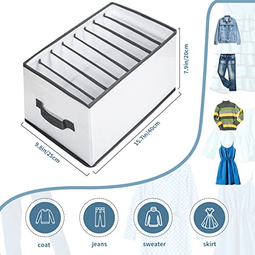 4 Pack Drawer Closet Organizers storage for Clothing,Underwear Drawer Organizer Clothes,Clothes Organizer for Folded Clothes,PP Plate PVC Nylon Foldable Wardrobe Clothes Organizer for Jeans(8Grids)