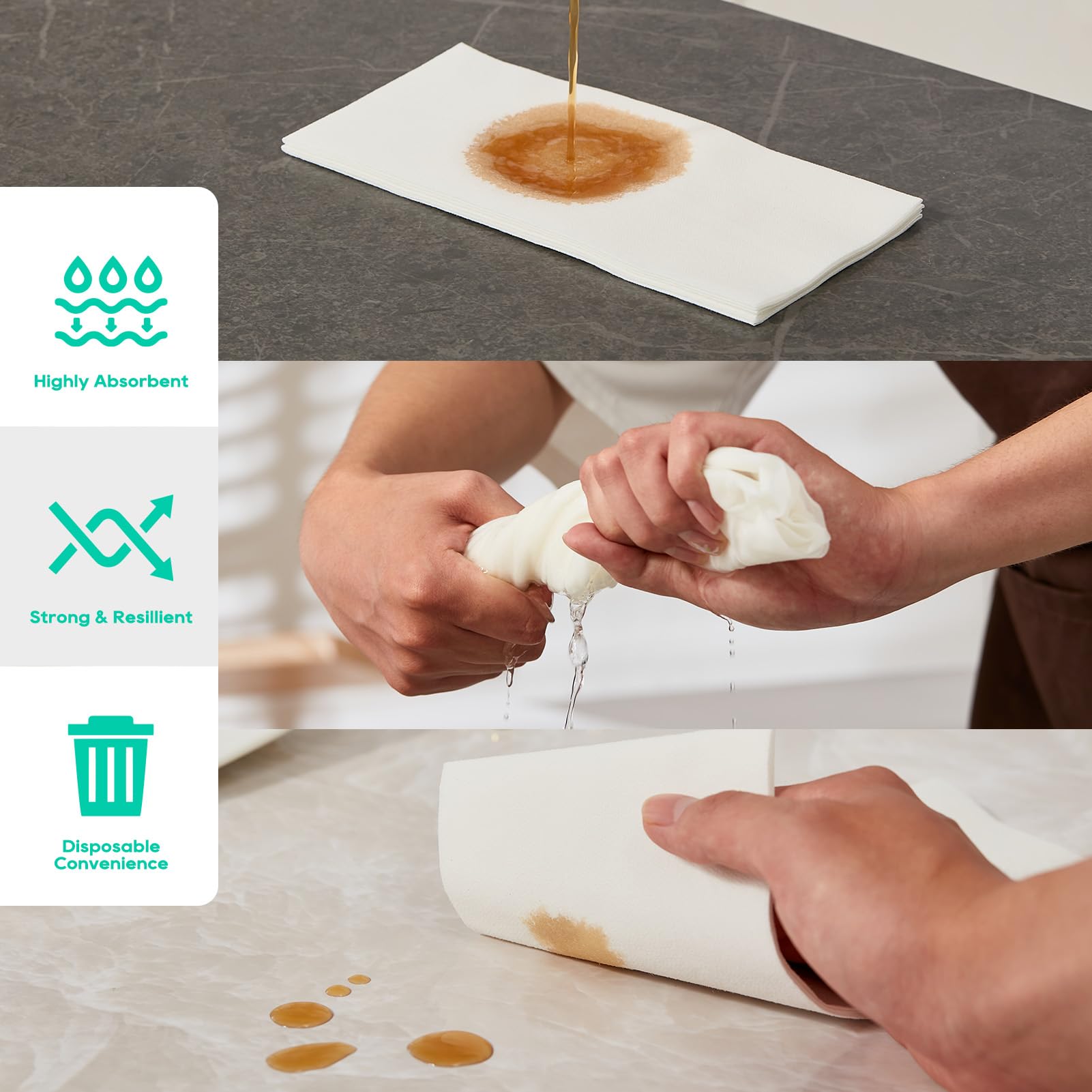 100PACK Disposable Hand Towels for Bathroom, Soft and Absorbent Paper Guest Towels Disposable Decorative Bathroom Hand Napkins for Kitchen, Parties, Weddings, Dinners