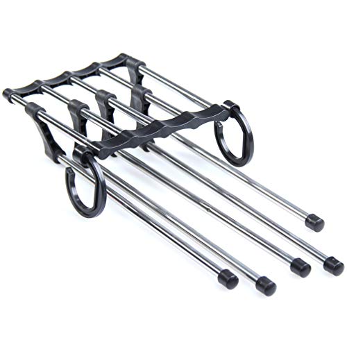 TOPBATHY Hook Hanger Retractable Pants Hangers 5 Layers Stainless Steel Non Slip Pants Hangers Space Saving Clothes Slack Hangers Black Coat Hangers