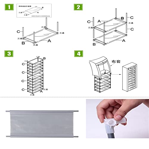 ZKTYQUIHE 10 Layers 9 Grid Non-woven Shoe Shoe Rack, Shoe Rack Storage Organizer 22-Pairs Tool Free Easy Assembled Shoe Rack Double Row With Nonwoven Fabric Cover