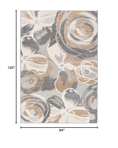 Rugshop Ravenna Modern Large Floral Flowers Indoor/Outdoor Area Rug 7'10" x 10' Gray