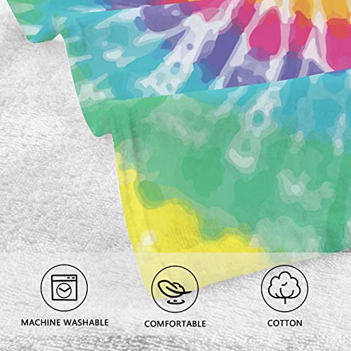 ALAZA Tie Dye Rainbow Spiral Colorful Hand Towels for Bathroom 1OO% Cotton 2 pcs Face Towel 16 x 28 inch, Absorbent Soft & Skin-Friendly