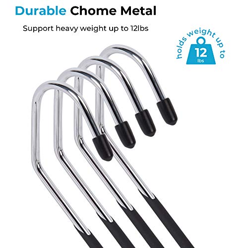 JS HANGER Non Slip Pants Hangers 20 Pack Open Ended Easy Slid Slacks Hangers, Durable Anti-Rust Space Saving Metal Jeans Hangers, Chrome and Black Friction