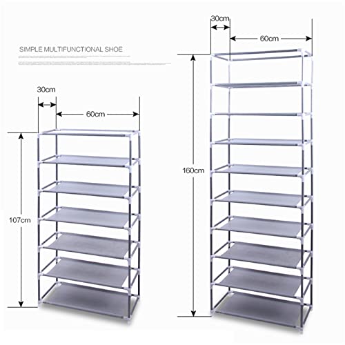 ZKTYQUIHE 10 Layers 9 Grid Non-woven Shoe Shoe Rack, Shoe Rack Storage Organizer 22-Pairs Tool Free Easy Assembled Shoe Rack Double Row With Nonwoven Fabric Cover