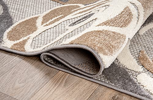 Rugshop Ravenna Modern Large Floral Flowers Indoor/Outdoor Area Rug 7'10" x 10' Gray