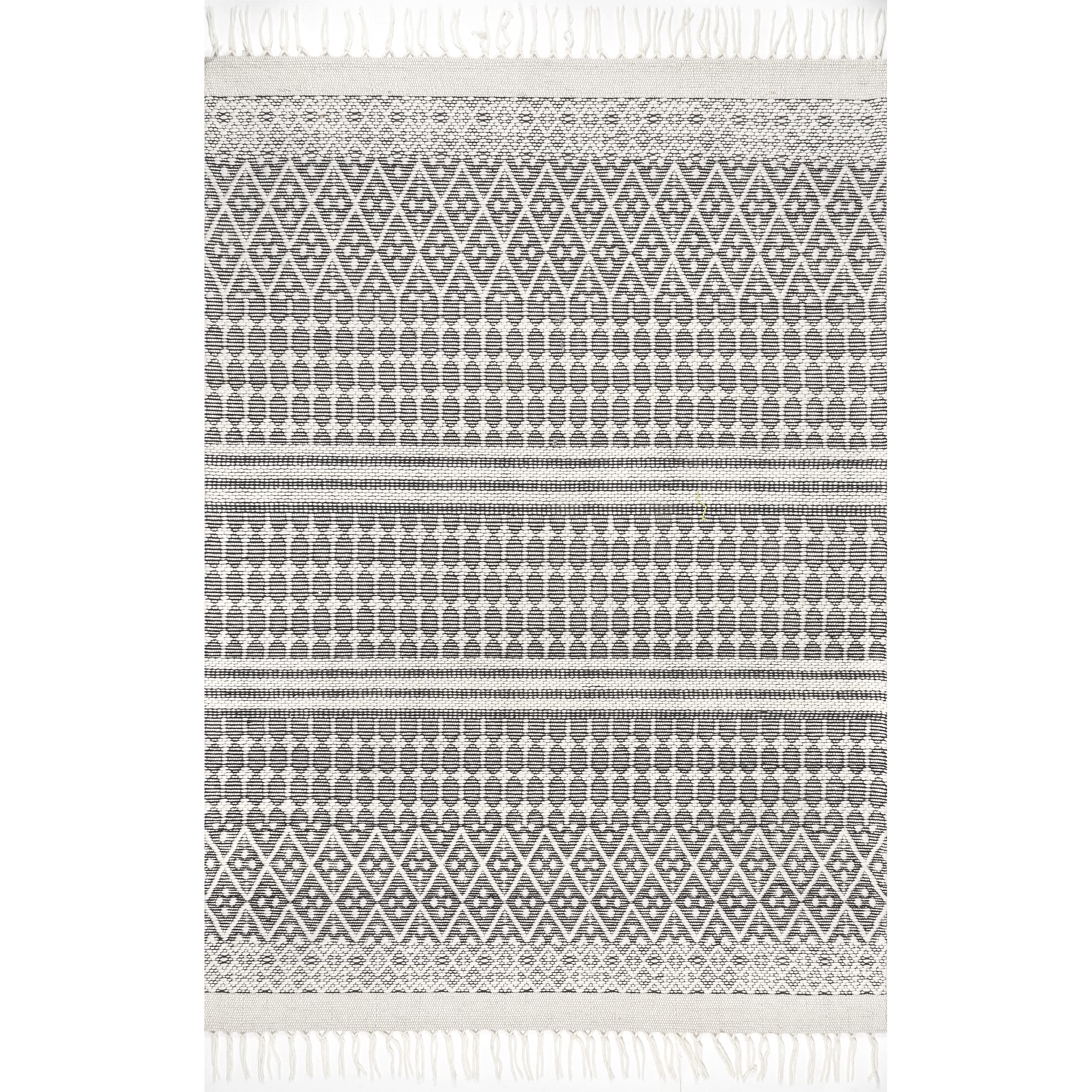 nuLOOM Esther Hand Loomed Textured Wool Tassel Area Rug, 8x10, Grey