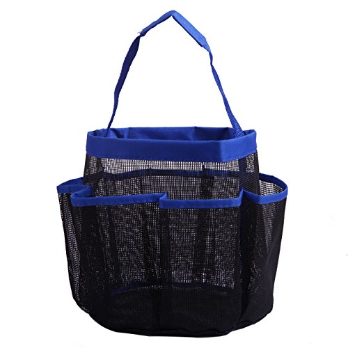HDE Shower Caddy Mesh Bag College Dorm Bathroom Carry Tote Hanging Organizer (Blue)