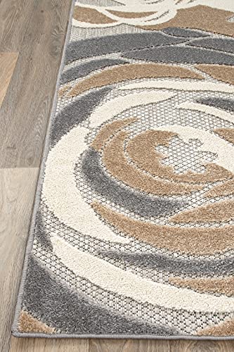 Rugshop Ravenna Modern Large Floral Flowers Indoor/Outdoor Area Rug 7'10" x 10' Gray