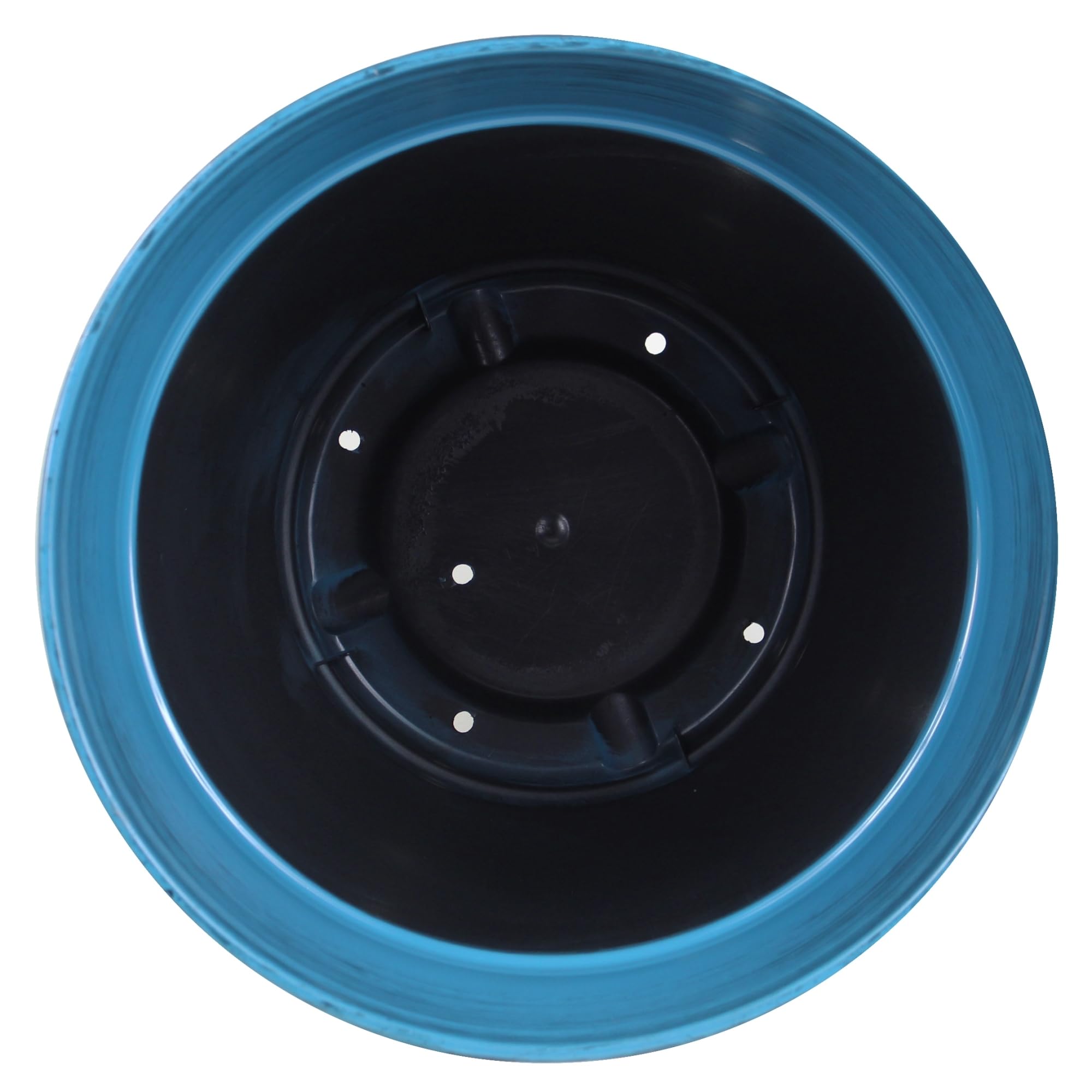 Garden Elements Indoor/Outdoor Glazed Brushed Happy Plastic Planter, Large, Dark Blue, 15"