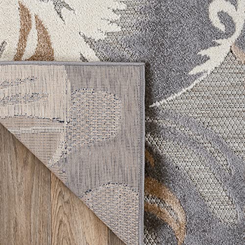 Rugshop Ravenna Modern Large Floral Flowers Indoor/Outdoor Area Rug 7'10" x 10' Gray