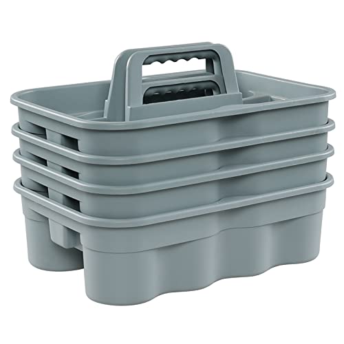 Begale 4-Pack Commercial Products Deluxe Carry Caddy for Cleaning Products, 2 Compartment Plastic Cleaning Basket