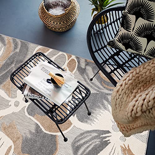 Rugshop Ravenna Modern Large Floral Flowers Indoor/Outdoor Area Rug 7'10" x 10' Gray