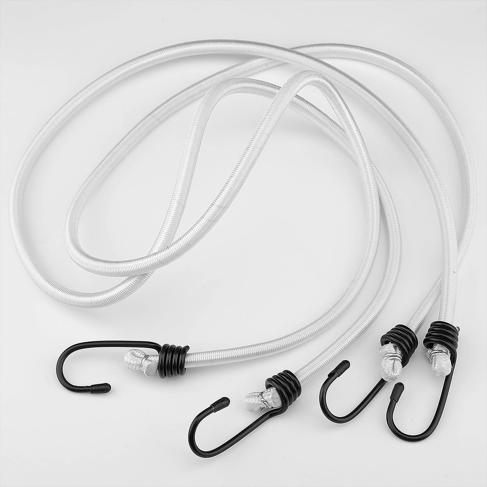 ZHOUBIN 48 inch White Bungee Cords with Hooks, 2 Pack