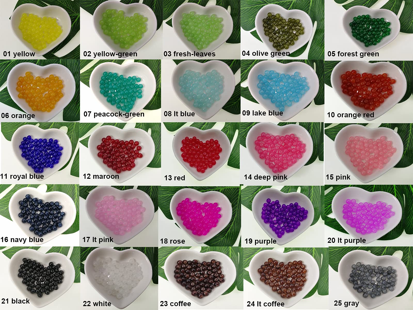 Pamir Tong 1500PCS 6mm Glass Round Beads Bulk， Imitative Jade Beads, Bracelet Loose Beads for Jewelry Making Earring, Necklaces, and DIY Crafts (6mm)