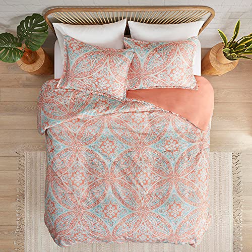 Hyde Lane Full/Queen Coral Bedding Sets - Classic Damask Medallion Bedding Set for Women | Beautiful Summer Comforter - 90x90-3 Piece : 1 Comforter + 2 Shams