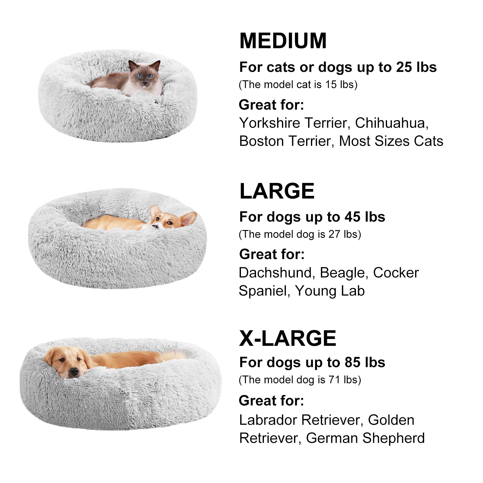 METCHIC Calming Dog Beds Large Dogs, Anxiety Dog Beds Medium Dogs, Dog Cuddler Beds Small Dogs, 36''