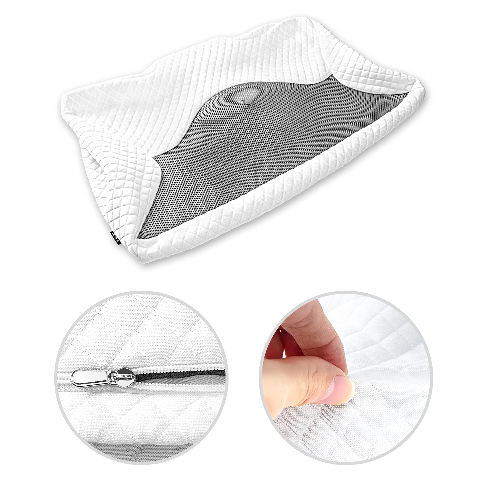 HOMCA Pillowcase for Memory Foam Cervical Pillow, Hypoallergenic Contour Pillow Case, 1Pack, Grey (Suitable for Pillow Model: PL01)