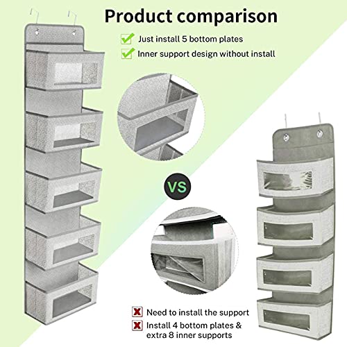 NC Hanging Handbag Organizer for Wardrobe Closet Transparent Storage Door Wall Clear Sundry Room Bedroom Bathroom Gray Hanger Pouch