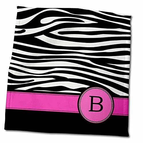 3dRose Letter B Monogrammed Black and White Zebra Stripes Animal Print with... - Towels (twl-154273-3)