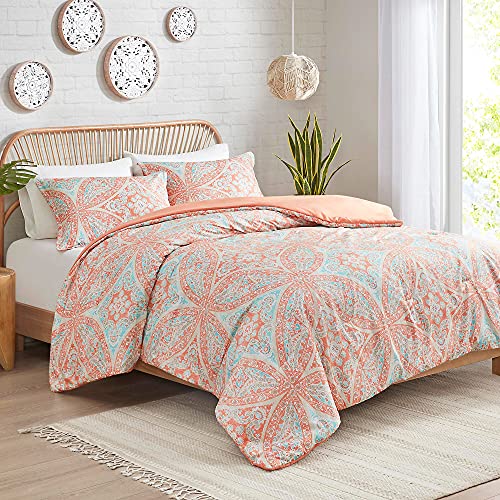 Hyde Lane Full/Queen Coral Bedding Sets - Classic Damask Medallion Bedding Set for Women | Beautiful Summer Comforter - 90x90-3 Piece : 1 Comforter + 2 Shams